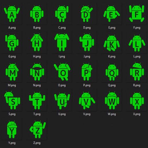 Second Life Marketplace - Android A-Z PNG Letters 1024X1024 "BOXED"