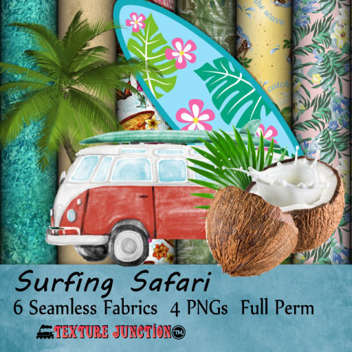 Second Life Marketplace - ~TJ~ Surfing Safari Texture Set - Beach, Hawaiian