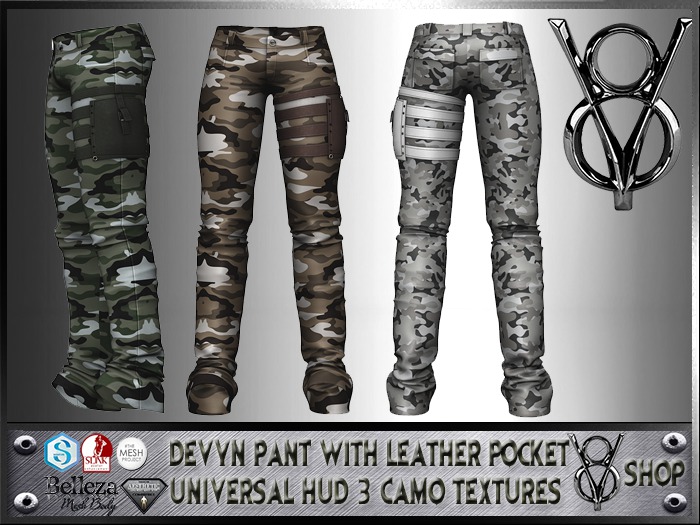Second Life Marketplace - +V8 SHOP+DEVYN PANTS UNIVERSAL HUD 3 TEXTURES