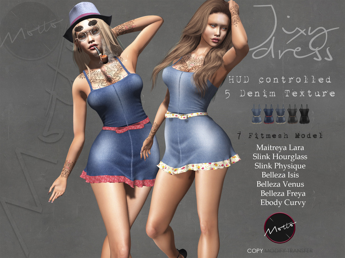 Second Life Marketplace - MOTTO Jixy Dress{Denim Pack}