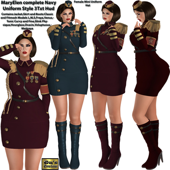 Second Life Marketplace - MaryElen complete Navy Uniform Style 3Txt Hud Bxd