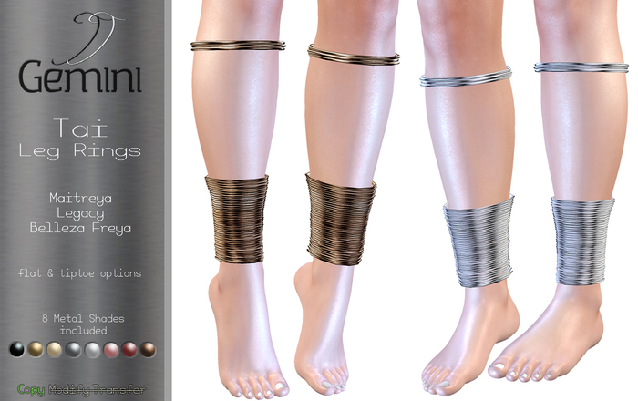 Second Life Marketplace - Gemini -Tai Leg Rings- (Add me to Unpack)