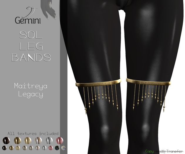Second Life Marketplace - Gemini -Sol Leg Bands- (Add me to Unpack)