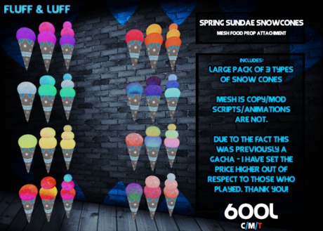 Second Life Marketplace - F&L -Spring Sundaes - Snow Cones (RETIRED GACHA!)
