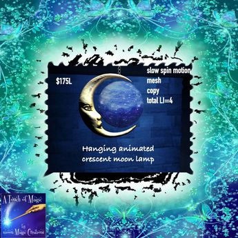Second Life Marketplace - Hanging animated crescent Moon Lamp-Crate