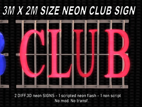 Second Life Marketplace - NEON CLUB SIGN - alll colors FATPACK