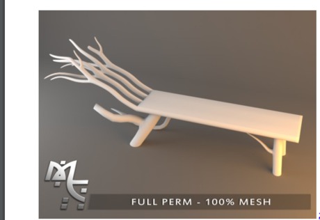 Second Life Marketplace - Fallen Wood Bench - FULL PERM