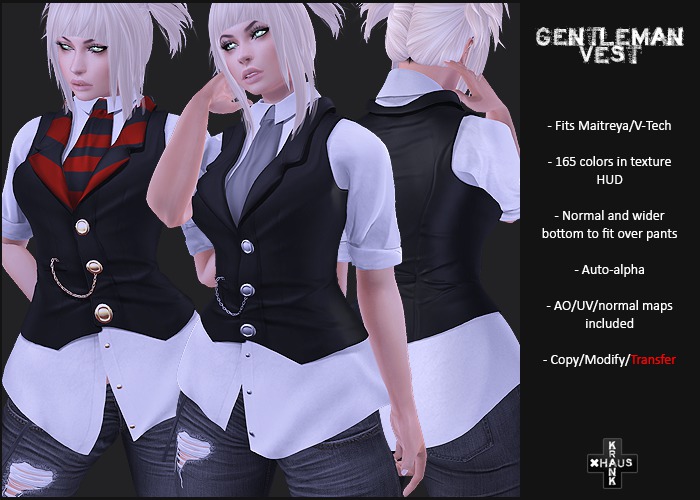 Second Life Marketplace - krankhaus - Maitreya/V-Tech - Gentleman Vest