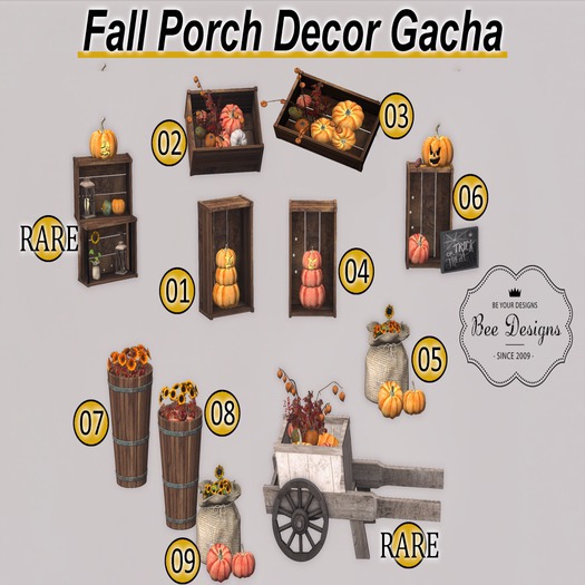Second Life Marketplace - Bee designs Fall Porch decor Gacha 7