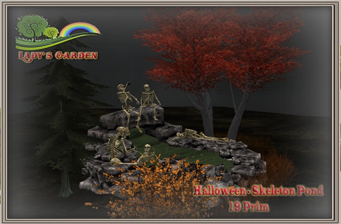 Second Life Marketplace - Lady's Garden - Halloween - Skeleton Pond 19 Prim