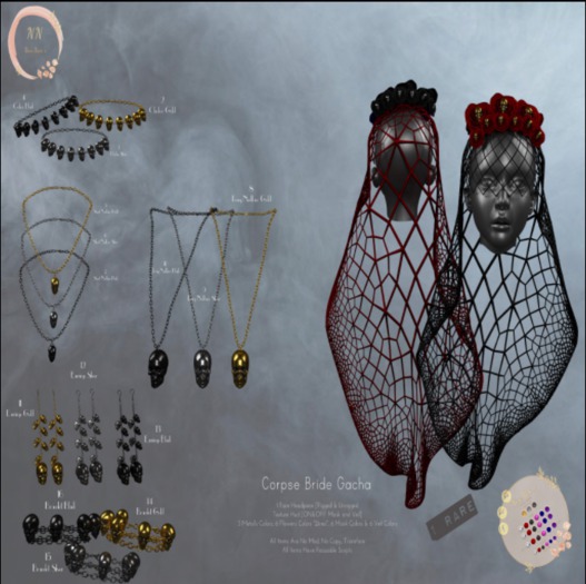 Second Life Marketplace - NaaNaa's Corpse Bride #10 Long Necklace [Black]