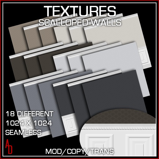 Second Life Marketplace - *AD* Textures - Walls Scalloped 1