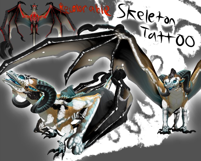 Second Life Marketplace - IMONSTER DRAGON- Bones Tattoo TEXTURE PACK ...