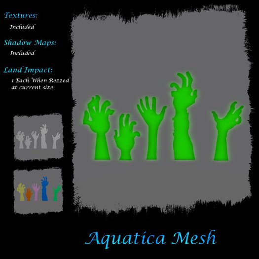 Second Life Marketplace - Aquatica Mesh - AM024399 Deco Scary Hands