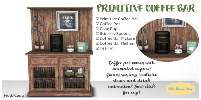 Second Life Marketplace - {OBD} PRIMITIVE COFFEE BAR