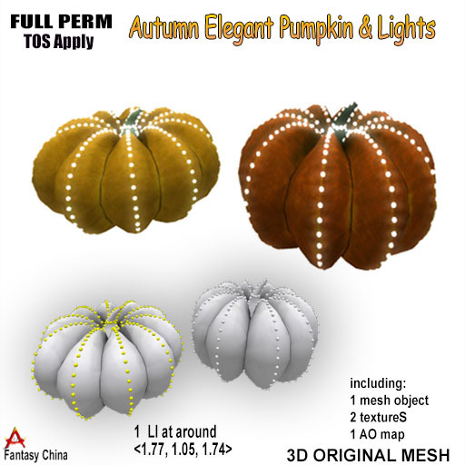 Second Life Marketplace - Full perm Autumn Elegant Pumpkin & Lights