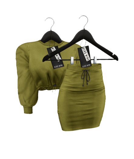 Second Life Marketplace - .: vive nine :. Cara Sweater & Skirt Set - Olive