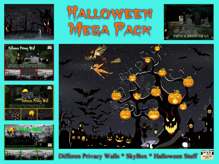 Second Life Marketplace - Halloween Mega Pack - SkyBox - Privacy Wall 5 ...