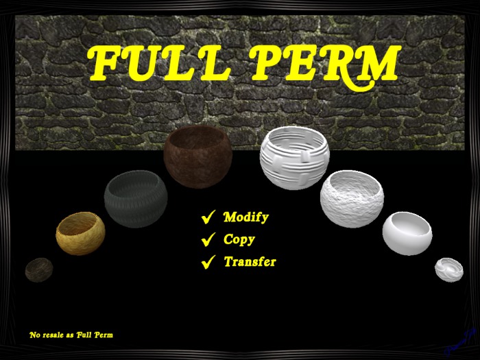 Second Life Marketplace - FREE FULL PERM Bowl Style Planter Pots