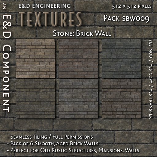 Second Life Marketplace - [SBW009] 6 Smooth, Aged Brick Textures Brick ...