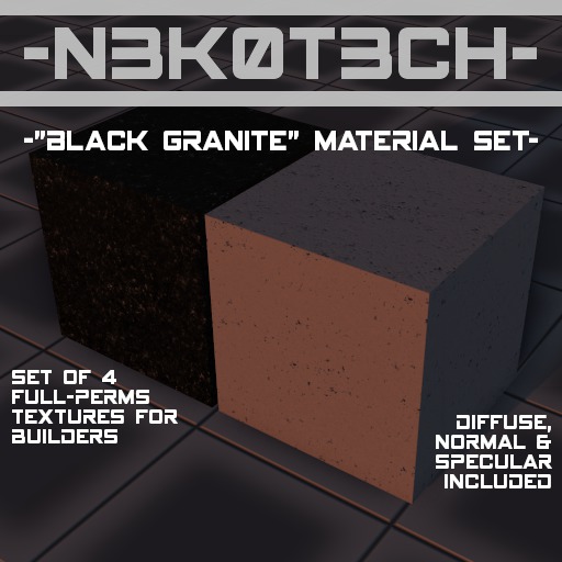 Second Life Marketplace - [-NT-] 'Black Granite' Material Tex [Boxed]