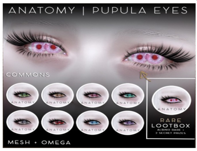 Second Life Marketplace - ANATOMY - PUPULA EYES - RARE LOOTBOX