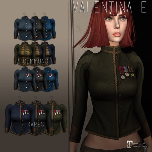 Second Life Marketplace - :V.e. Elle Military Jacket Khaki Embroidery