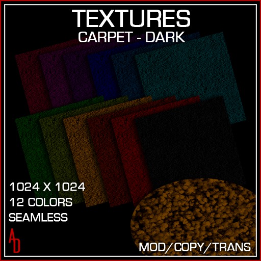 Second Life Marketplace - *AD* Textures - Carpet Dark Colors