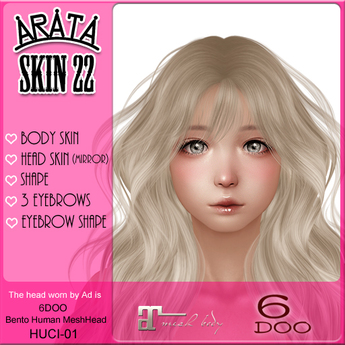 Second Life Marketplace - ARATA - SKIN 22 for 6Doo(TONE 2)