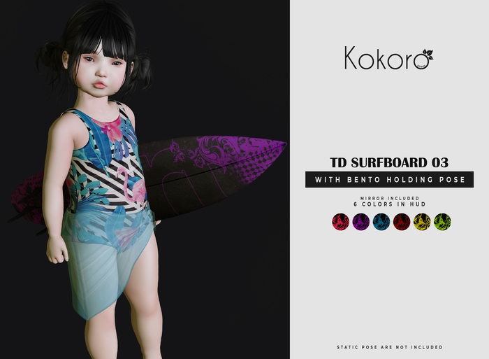 Second Life Marketplace - Kokoro Poses - TD Surfboard 03 Holding