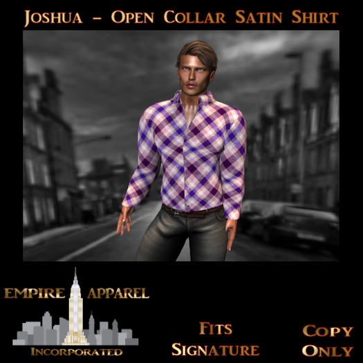 Second Life Marketplace - Joshua -Purple Plaid Shirt - Signature