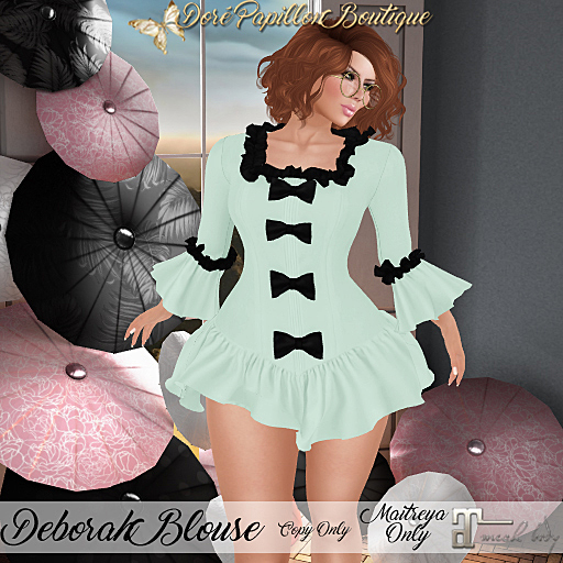 Second Life Marketplace - DPB Deborah Blouse - Black & Mint