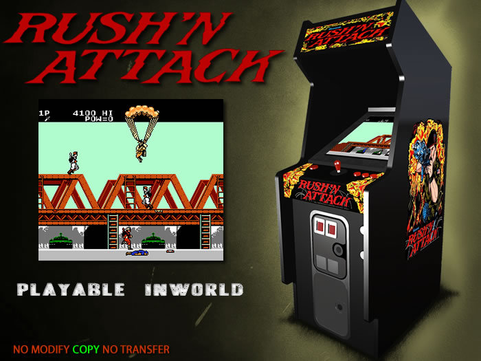 Second Life Marketplace - Arcade Cabinet Rush'n Attack - PLAYABLE (PROMO!)