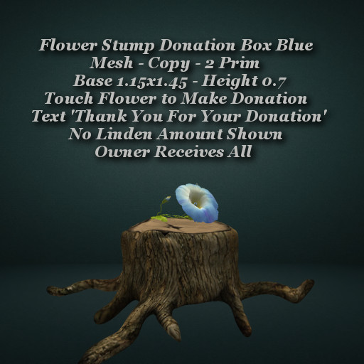 Second Life Marketplace - Flower Stump Donation Box Blue