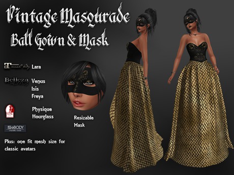 Second Life Marketplace - Vintage Masquerade Gown & Mask