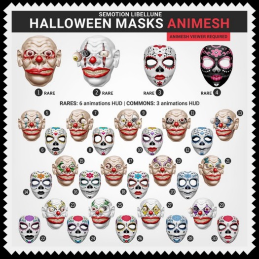 Second Life Marketplace - SEmotion Libellune Halloween Masks #26