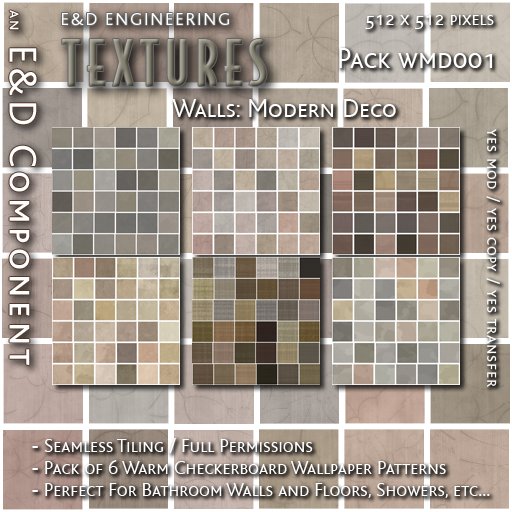 Second Life Marketplace - [WMD001] 6 Checkered Wall Textures Wallpaper ...