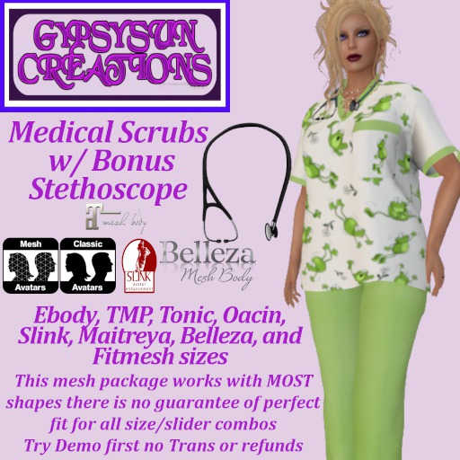 Second Life Marketplace - {GSC}Medical Scrubs Female Frogs Maitreya ...