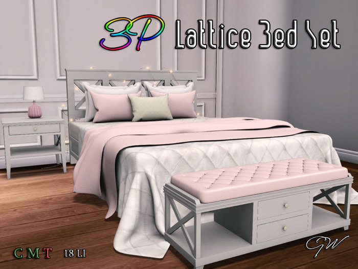 Second Life Marketplace - GW 3P Lattice Bed Set (PG)