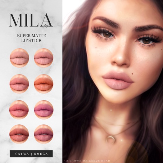Second Life Marketplace - . MILA . Super Matte Lipstick (Catwa/Omega)
