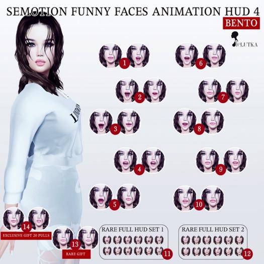 Second Life Marketplace - [Box] SEmotion Funny Faces HUD 4 Set 04 [Lelutka]