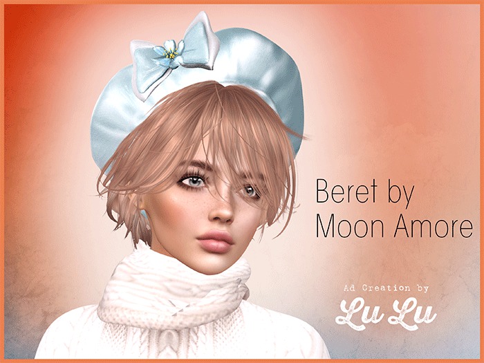 Second Life Marketplace - :moon amore: BlossomTime/ Oversized Beret - Sky