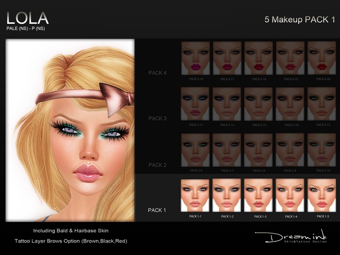 Second Life Marketplace - DREAM INK "Classic Skin LOLA Pack1" P-Pale (NS)
