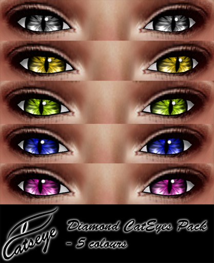 Second Life Marketplace - Catseye 'Diamond Neko Cat Eyes Pack' - BoM