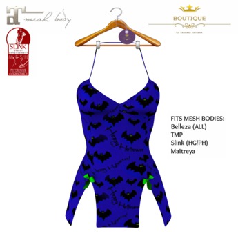 Second Life Marketplace - Halloween BATS Side Split Mini Dress BLUE ...