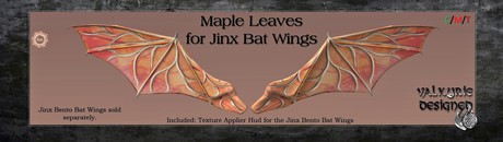 Second Life Marketplace - Valkyrie Designed Maple Leaf Jinx Bento Bat ...
