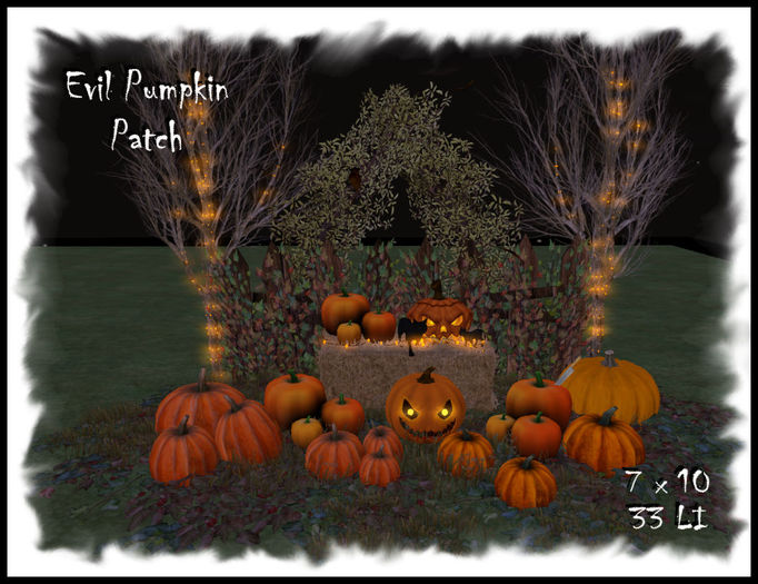 Second Life Marketplace - HALLOWEEN EVIL PUMPKIN PATCH SPOOKY LIGHTED TREES