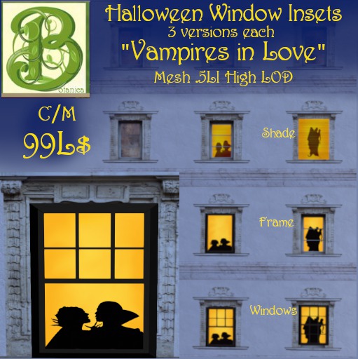 Second Life Marketplace - "Vampires in Love" Halloween Window Insets