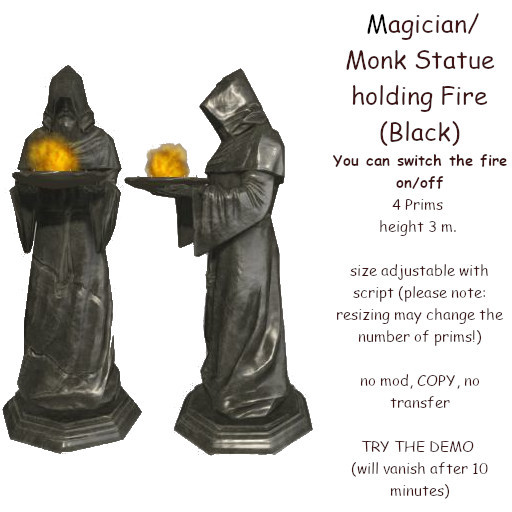 Second Life Marketplace - Magician Fireholder (Monk) BLACK