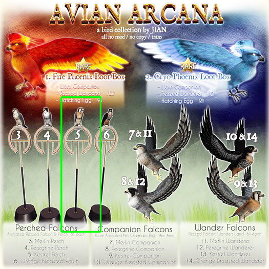 Second Life Marketplace - JIAN Avian Arcana 5. Kestrel Falcon Perch BOX